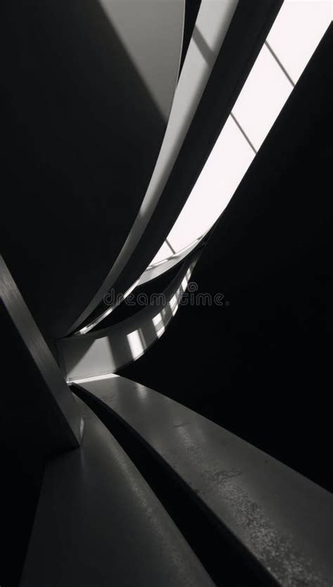 Futuristic Geometric Abstraction Composed From Interconnected Shapes Stock Illustration