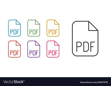 Set Line Pdf File Document Download Pdf Button Vector Image