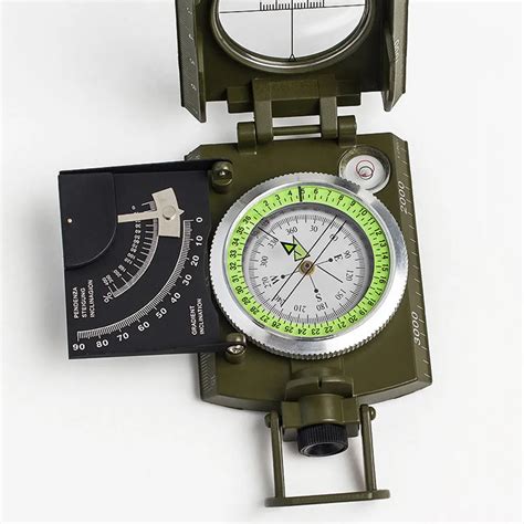 Professional Military Pocket Metal Sighting Compass Clinometer Hiking Camping Manual Luminous