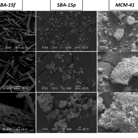 Electron Micrographs Of The Sba 15f Sba 15p And Mcm 41 At 500 A Download Scientific
