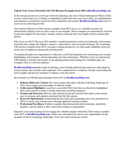 Cio Resume Examples 2015 Pdf