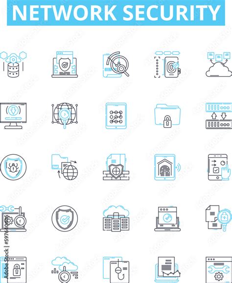 Network Security Vector Line Icons Set Network Security Cyber Intrusion Firewall Malware