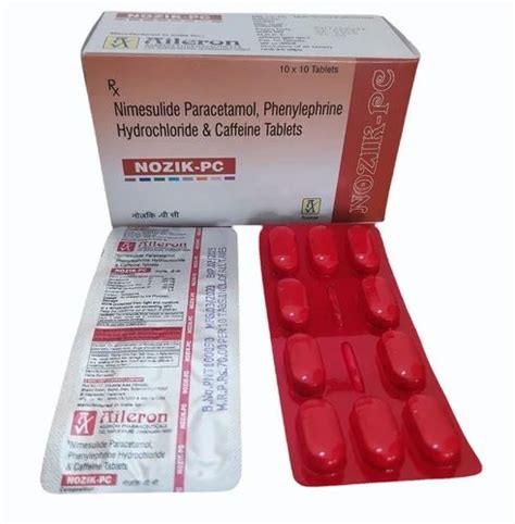 Nimesulide Paracetamol Phenylephrine Hydrochloride Caffeine Tablets For Clinic 50mg At Best