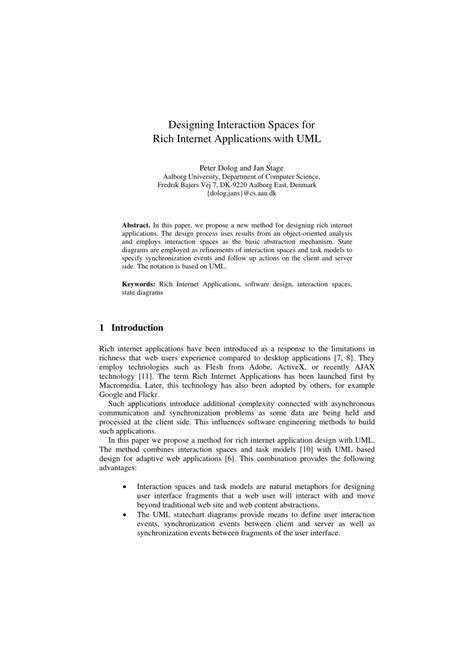Pdf Designing Interaction Spaces For Rich Internet Applications With Uml