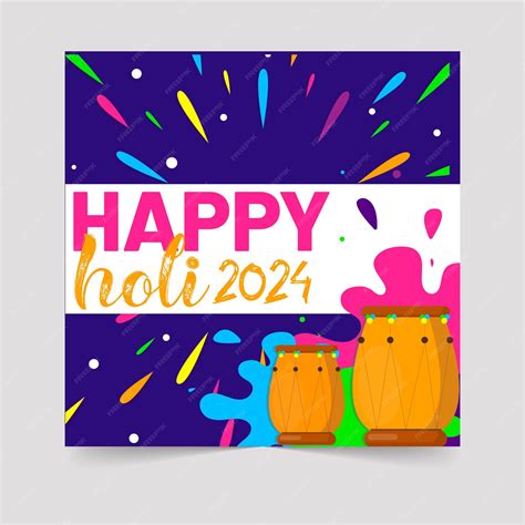 Premium Vector Happy Holi Wish Card Social Media Post Template
