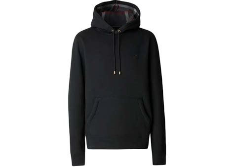 Burberry Sudadera Con Capucha Bordada En Mezcla De Algodón Ekd Negro