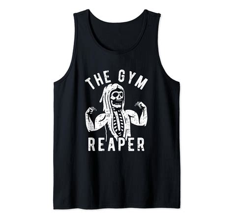 Gym Reaper Halloween Costume Funny Skeleton Fitness Workout Tank Top