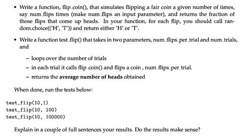 Solved • Write A Function Flip Coin That Simulates