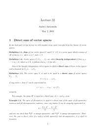 Vector Space Linear Algebra Lecture Notes Applied Math And Statistics Docsity