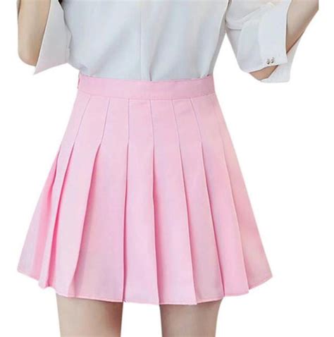 Saia Plissada Colegial Kawaii Estilo Japão Cosplay Rosa Parcelamento