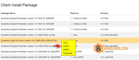 Export Install Packages For Linux In Symantec Endpoint Protection