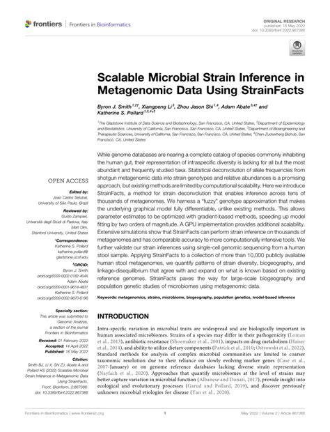 Pdf Scalable Microbial Strain Inference In Metagenomic Data Using Strainfacts