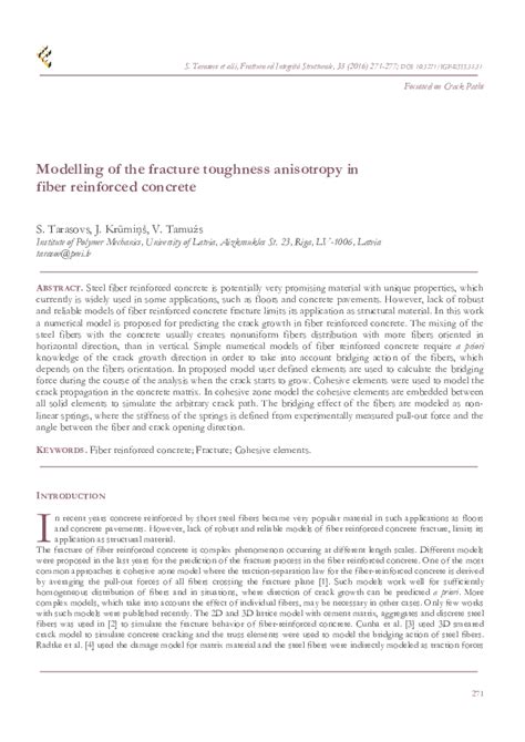 Pdf Modelling Of The Fracture Toughness Anisotropy In Fiber Reinforced Concretepdf