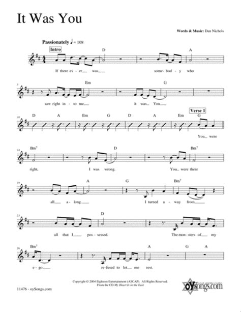 It Was You Piano Digital Sheet Music Sheet Music Plus