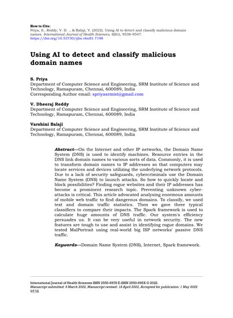 Pdf Using Ai To Detect And Classify Malicious Domain Names