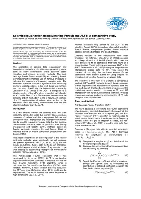 PDF Seismic Regularization Using Matching Pursuit And ALFT A Comparative Study