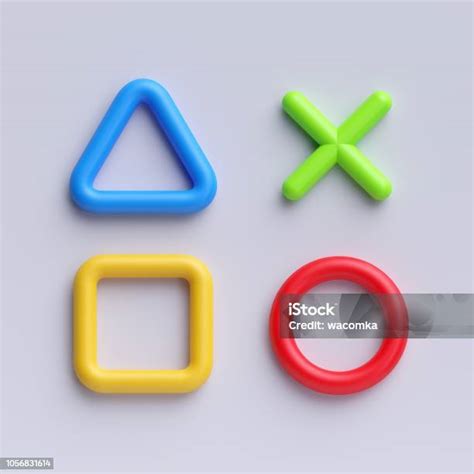 3d 렌더링 기본 기하학 도형 게임 표지판 만화 최소한의 배경 빨간색 파란색 노란색 녹색 퍼즐 추상적인 배경 삼각형에 대한 스톡 사진 및 기타 이미지 Istock