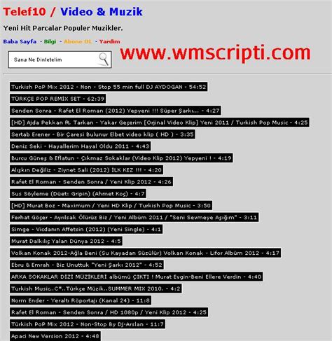 Telef10 Müzik Dinleme Scripti Wm Scripti Scripti Script Indir Php