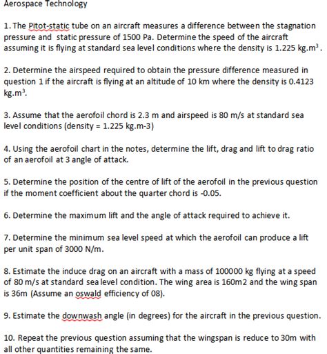 Solved Aerospace Technology 1 The Pitot Static Tube On An