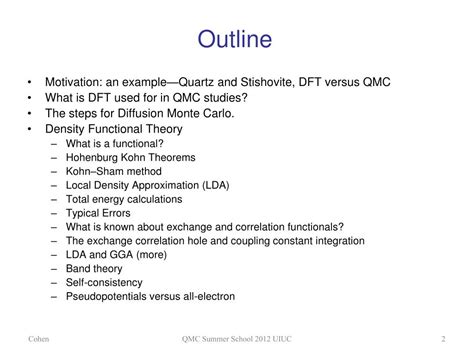 Ppt Introduction To Density Functional Theory Ronald Cohen Geophysical Laboratory Powerpoint