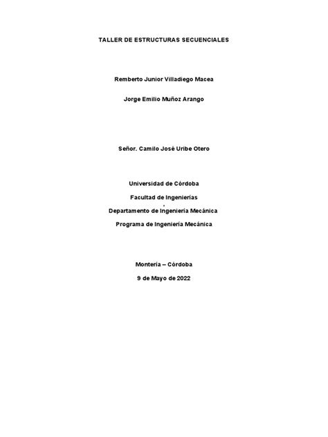 Taller 1 De Algoritmo Pdf Algoritmos