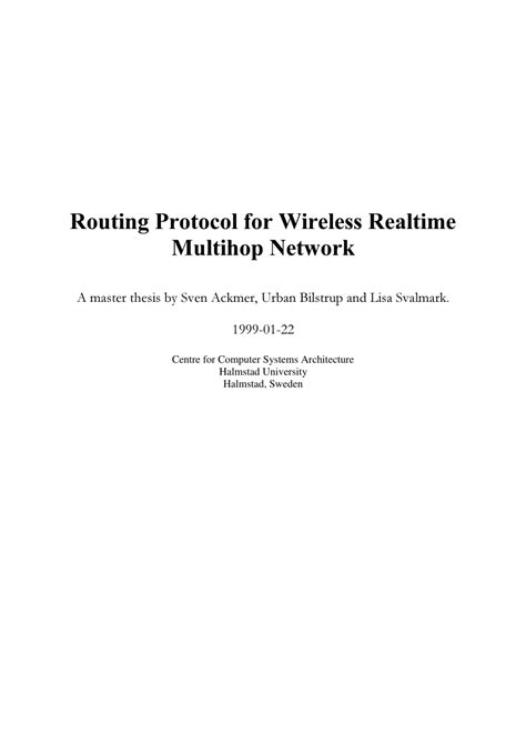Pdf Routing Protocol For Wireless Realtime Multihop Network