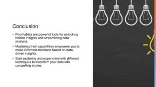 A Power Dive Into Pivot Tables Transform Raw Data Into Compelling PPT