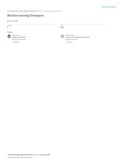 Machine Learning Techniques Pdf Cross Validation Statistics Machine Learning