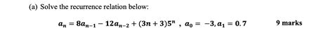 Solved A Solve The Recurrence Relation Below