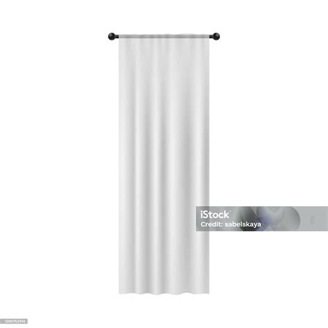 흰색 커튼 천 바 현실적인 벡터 일러스트 모크 격리에 매달려 0명에 대한 스톡 벡터 아트 및 기타 이미지 0명 가벼운 고전 양식 Istock
