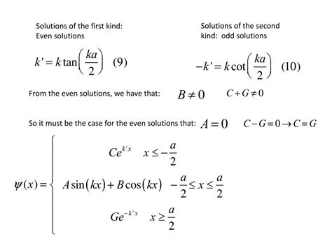 PPT These Are The Wave Function Solutions Eigenfunctions For The Finite Square Well