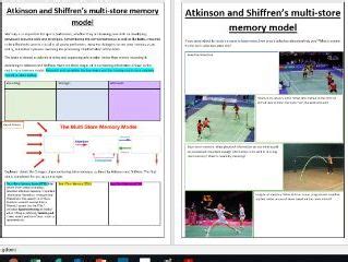 OCR A Level PE Skill Acquisition ILT6 Memory Models Teaching Resources