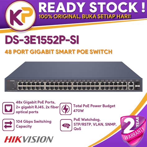Jual Hikvision Ds 3e1552p Si 48 Port Gigabit Smart 470w Poe Switch