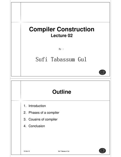 Compiler Construction Part 2 Compiler Construction Lecture Slides Docsity