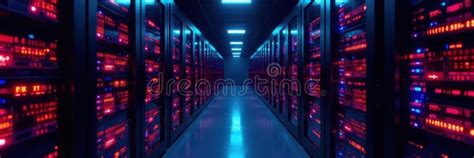 Chromatic Server Arrays In A Modern High Tech Data Center Lighting Dynamic Stock Illustration