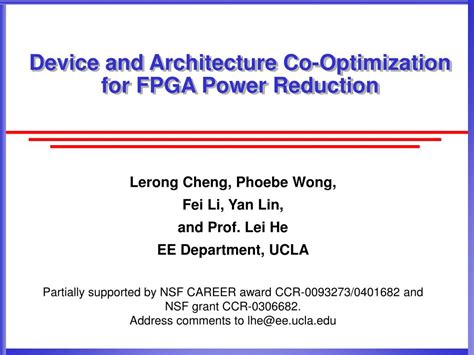 Ppt Device And Architecture Co Optimization For Fpga Power Reduction