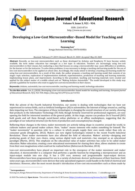 Pdf Developing A Low Cost Microcontrollerbased Model For Teaching