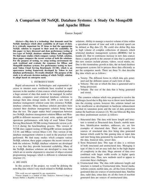 PDF A Comparison Of NoSQL Database Systems A Study On MongoDB And Apache HBase