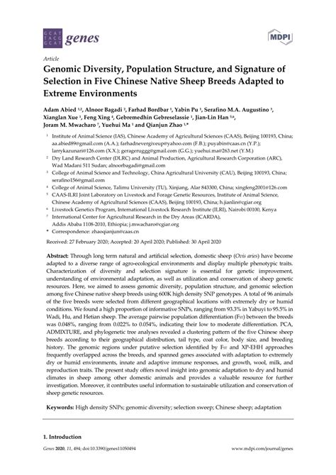 Pdf Genomic Diversity Population Structure And Signatures Of Selection In Five Chinese Native