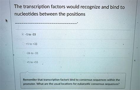 Solved The Transcription Factors Would Recognize And Bind To