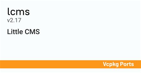 Lcms V2 17 Vcpkg Ports