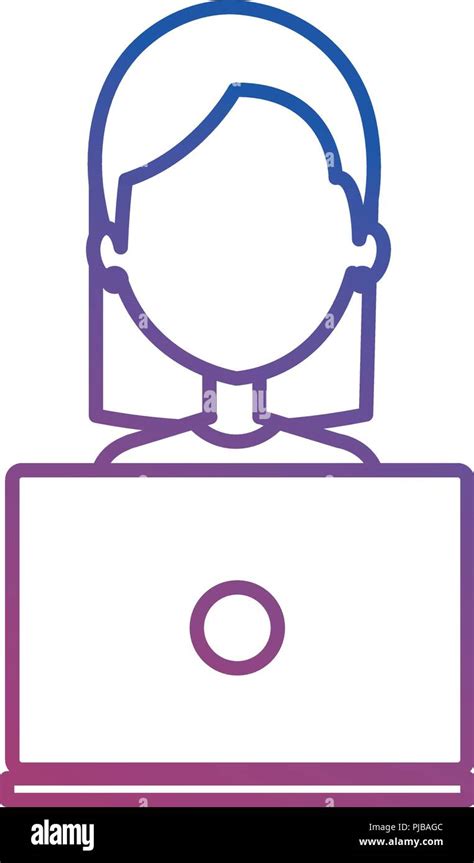 Woman Using Laptop Computer Vector Illustration Design Stock Vector