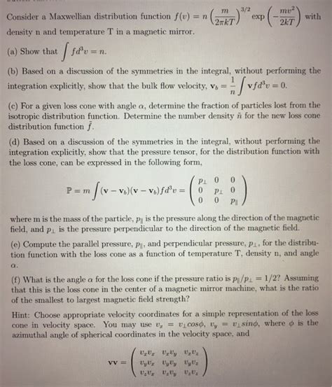 Consider A Maxwellian Distribution Function Fv N