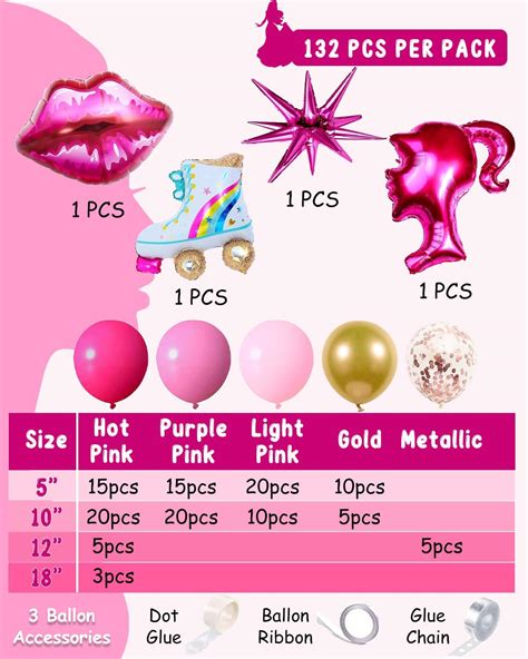 Arco De Globos Rosa Intenso Guirnalda De Globos Rosa Globo Rosa Rojo Claro Barbie Rosa Dorado