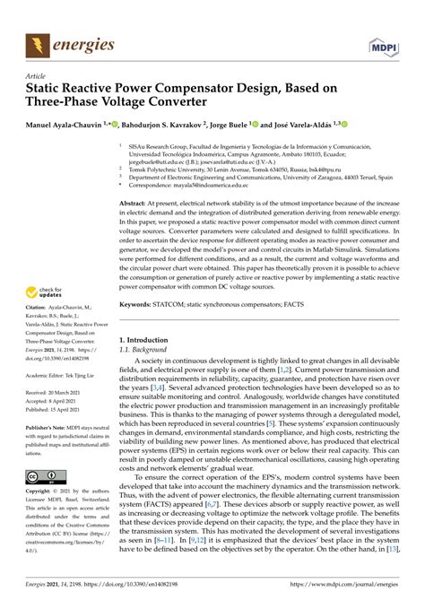 pdf static reactive power compensator design based on three phase