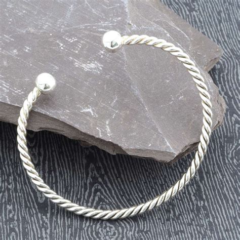 Sterling Silver Twisted Style Open Bangle