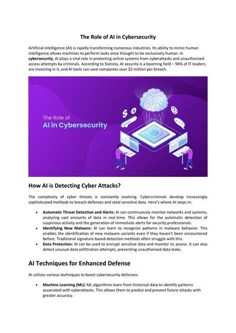PPT The Role Of AI In Cybersecurity PowerPoint Presentation Free Download ID