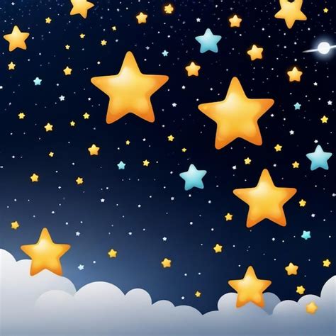 별과 구름이 있는 하늘의 만화 그림 프리미엄 Ai 생성 벡터