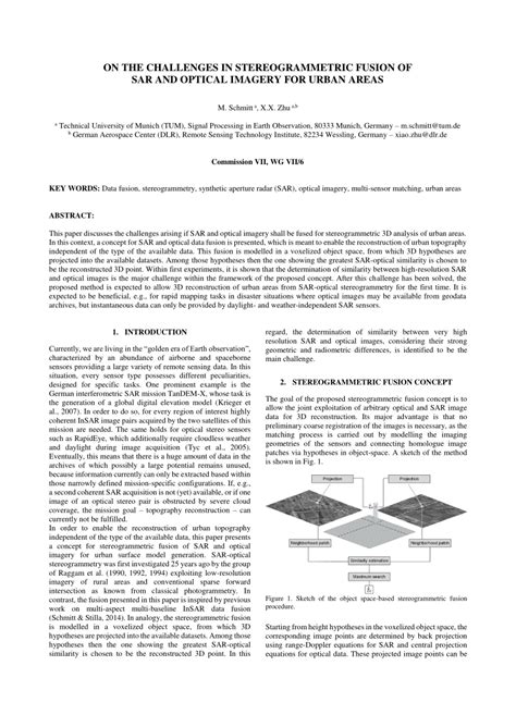 Pdf On The Challenges In Stereogrammetric Fusion Of Sar And Optical Imagery For Urban Areas