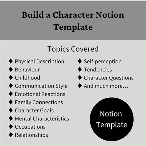 Build A Character Notion Template Notion For Writers Notion